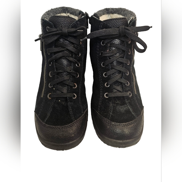 Rieker | Shoes | Rieker Tex Tech Black Seude Winter Ankle Boots ...